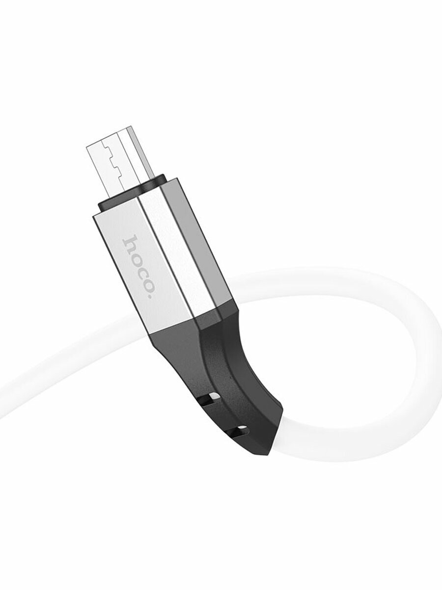 Кабель USB HOCO X86 Micro, силиконовый, , белый, литой, длина 1 м