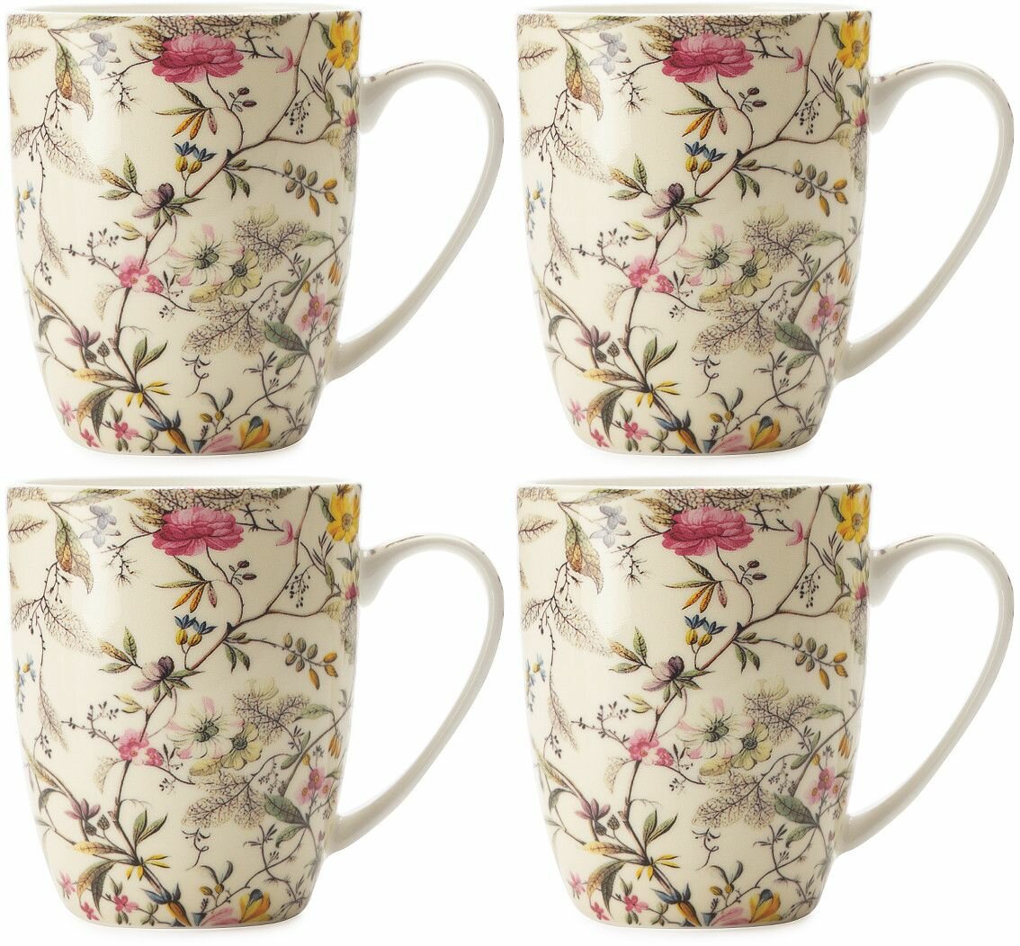 Набор из 4 кружек Maxwell & Williams Уильям Килбурн 400 мл, костяной фарфор, чашки для чая и кофе 4 шт