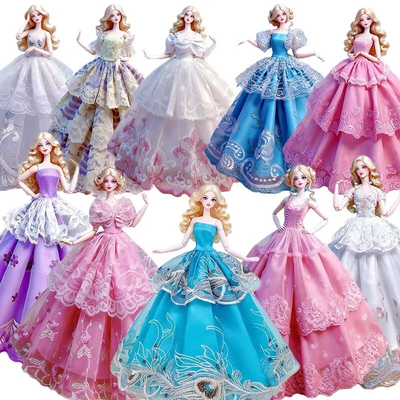 10 шт платье с цветочным кружевом для куклы Barbie Барби