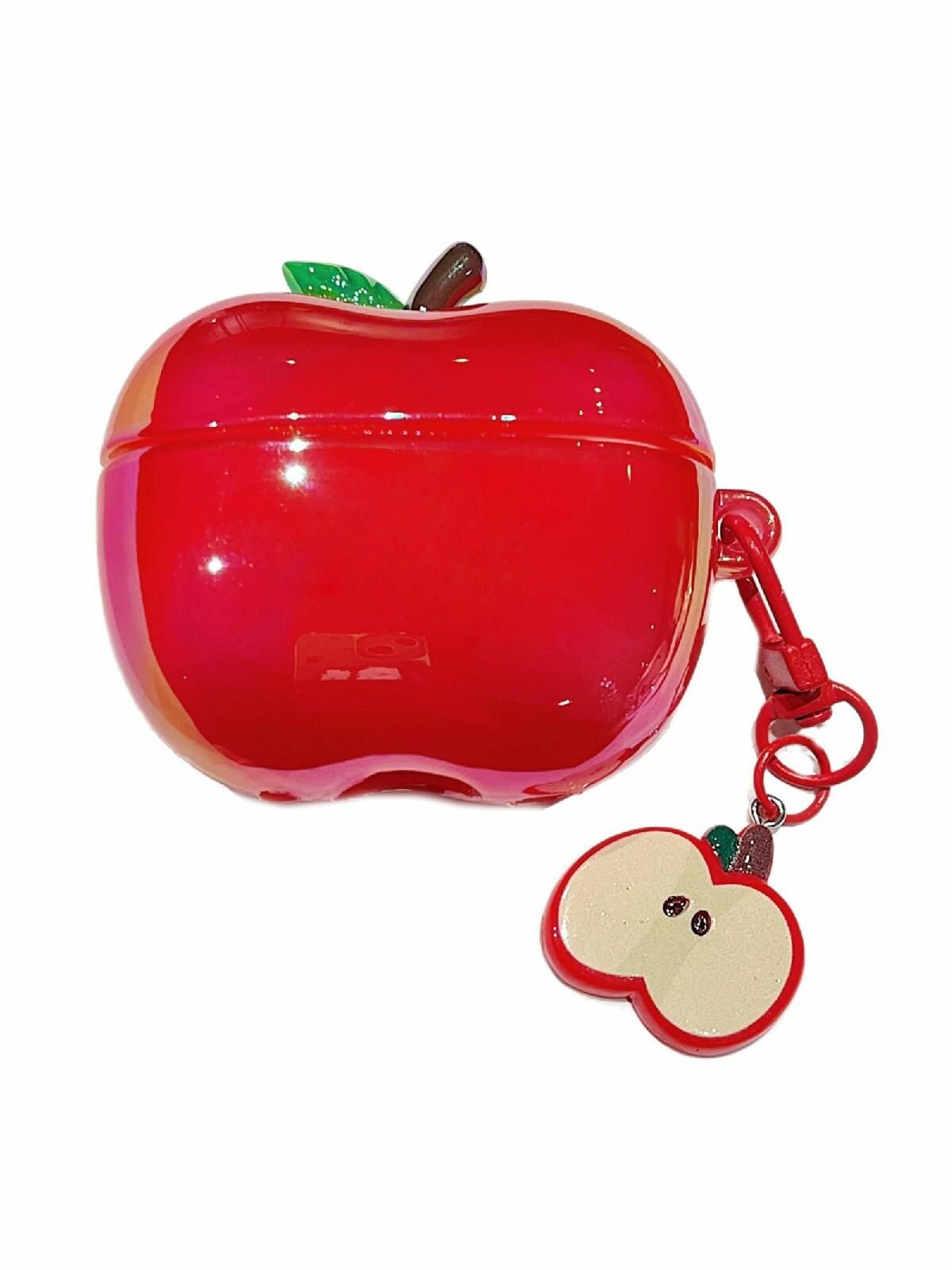 (1 шт) Чехол для наушников Apple AirPods Pro/Pro2 - красное яблоко с подвеской