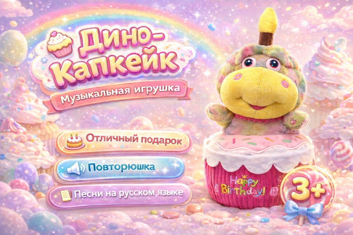 Динозаврик музыкальный на батарейках 25*16CM 1 шт