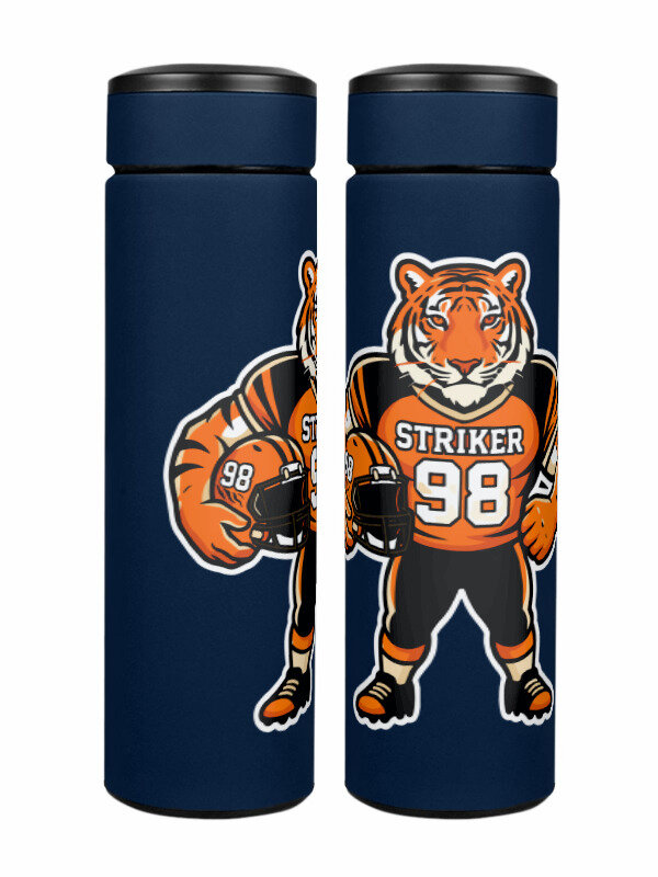 Термос «Тигр футболист С шлемом маскот» (темно-синий)