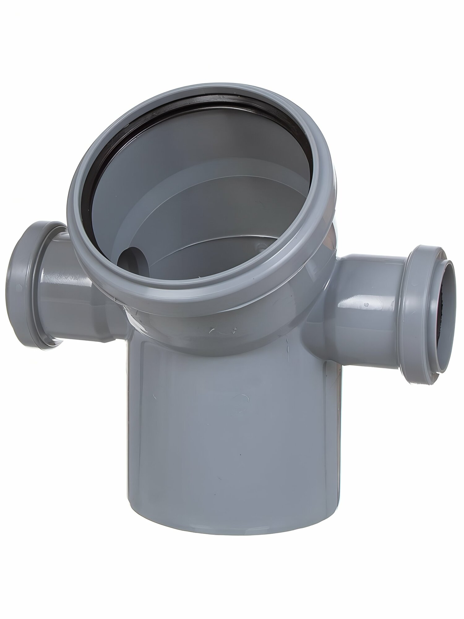 Уголок с отводом канализационный РосТурПласт 110х50х50 мм 45 градусов левый+правый для внутренней канализации