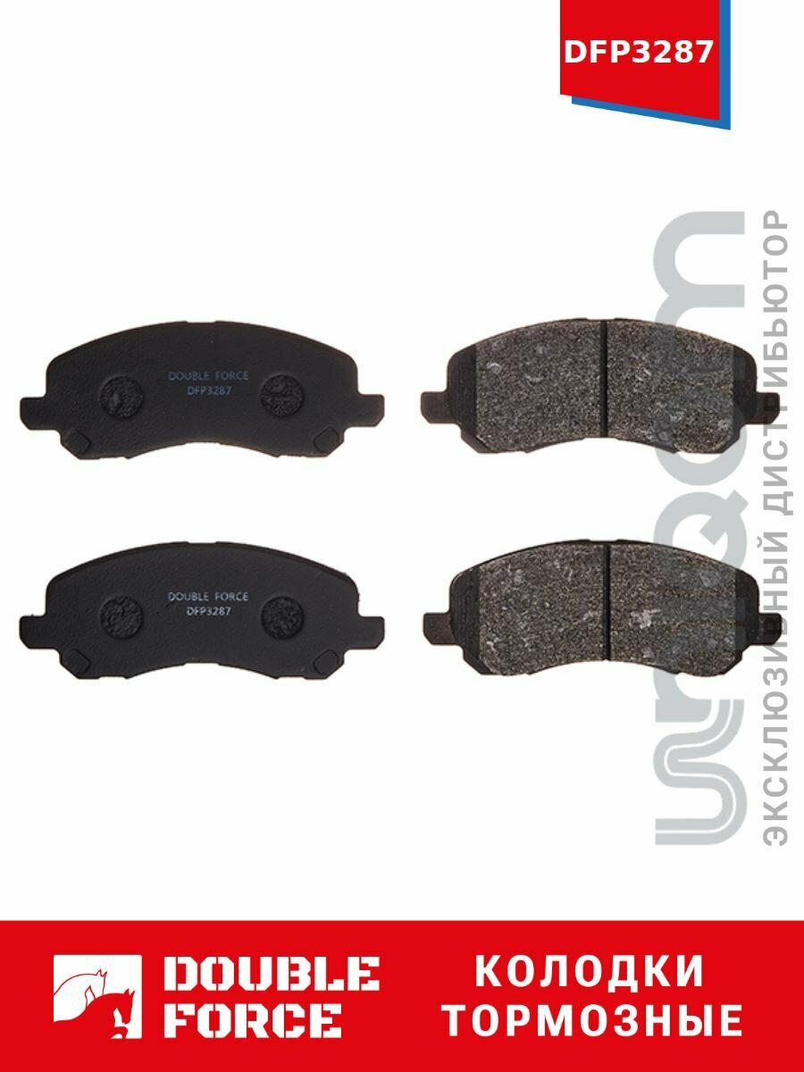 Колодки тормозные передние Mitsubishi AIRTREK 2001-06, ASX 2010 -, CHARIOT 1997-03, DION 2002-05, GALANT 1997-12, LANCER 1997-16 / DODGE Caliber 2006 - / JEEP COMPASS 2011-15 Double Force DFP3287