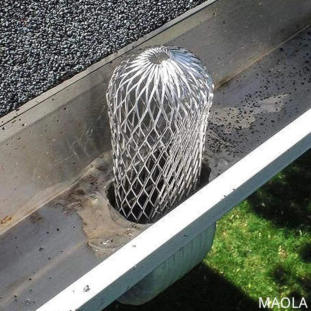 Сетка для водосточной трубы, алюминиевая защита желоба от листьев, серебристая складная сетка-фильтр, простая установка без инструментов, универсальное ограждение для растений и водостока