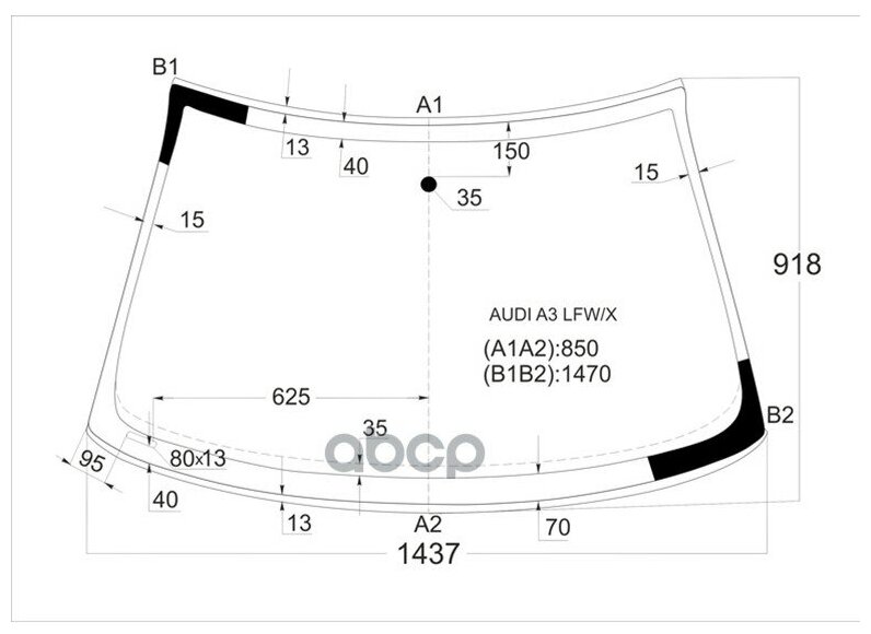 Стекло лобовое (Молдинг) Audi A3 96-03 / S3 96-03 XYG арт. AUDIA3 LFW/X