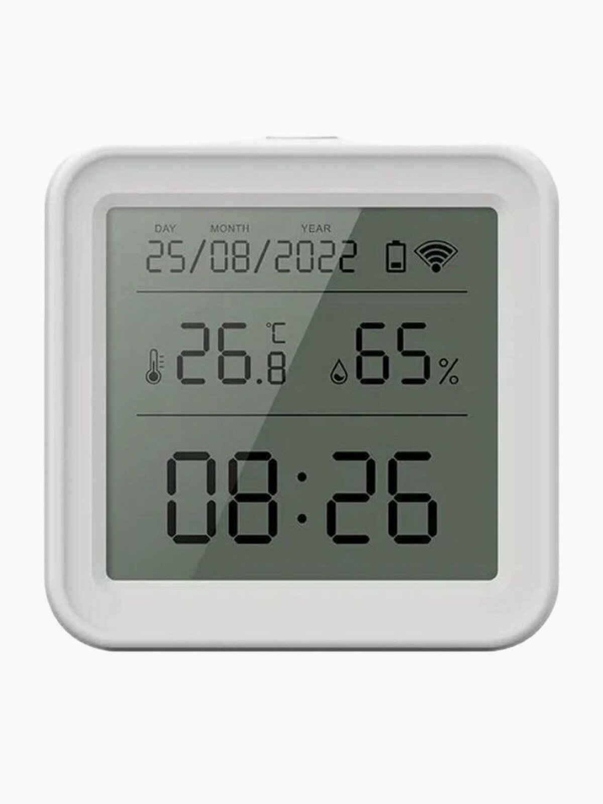 Датчик температуры и влажности. С Алисой через Smart Life. Гигрометр. WiFi.+Батарейки. Дисплей черно-белый. Календарь