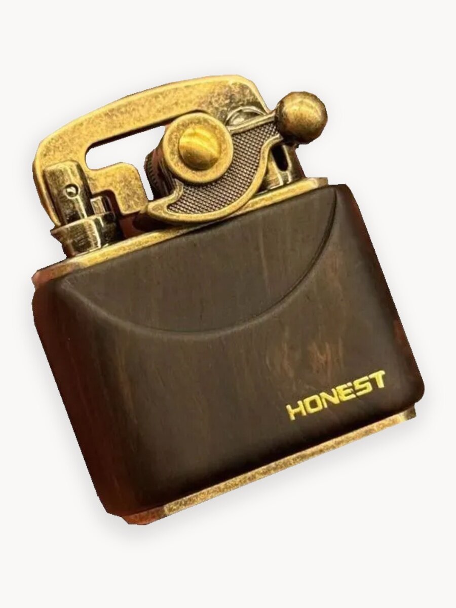 Бензиновая зажигалка Honest Монго, металл, черное дерево, в подарочной упаковке