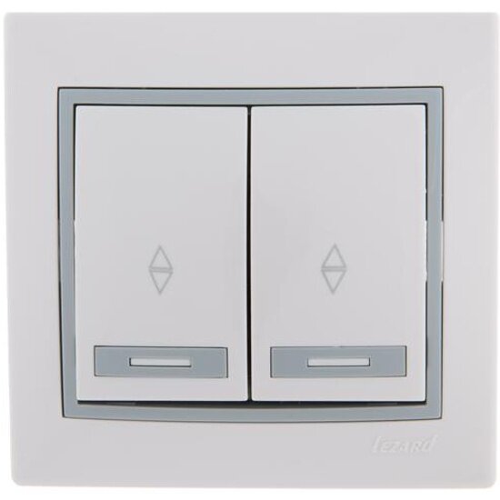 Переключатель проходной Lezard 2-кл. СП Mira 10А с сер. вставкой бел, 701-0215-106