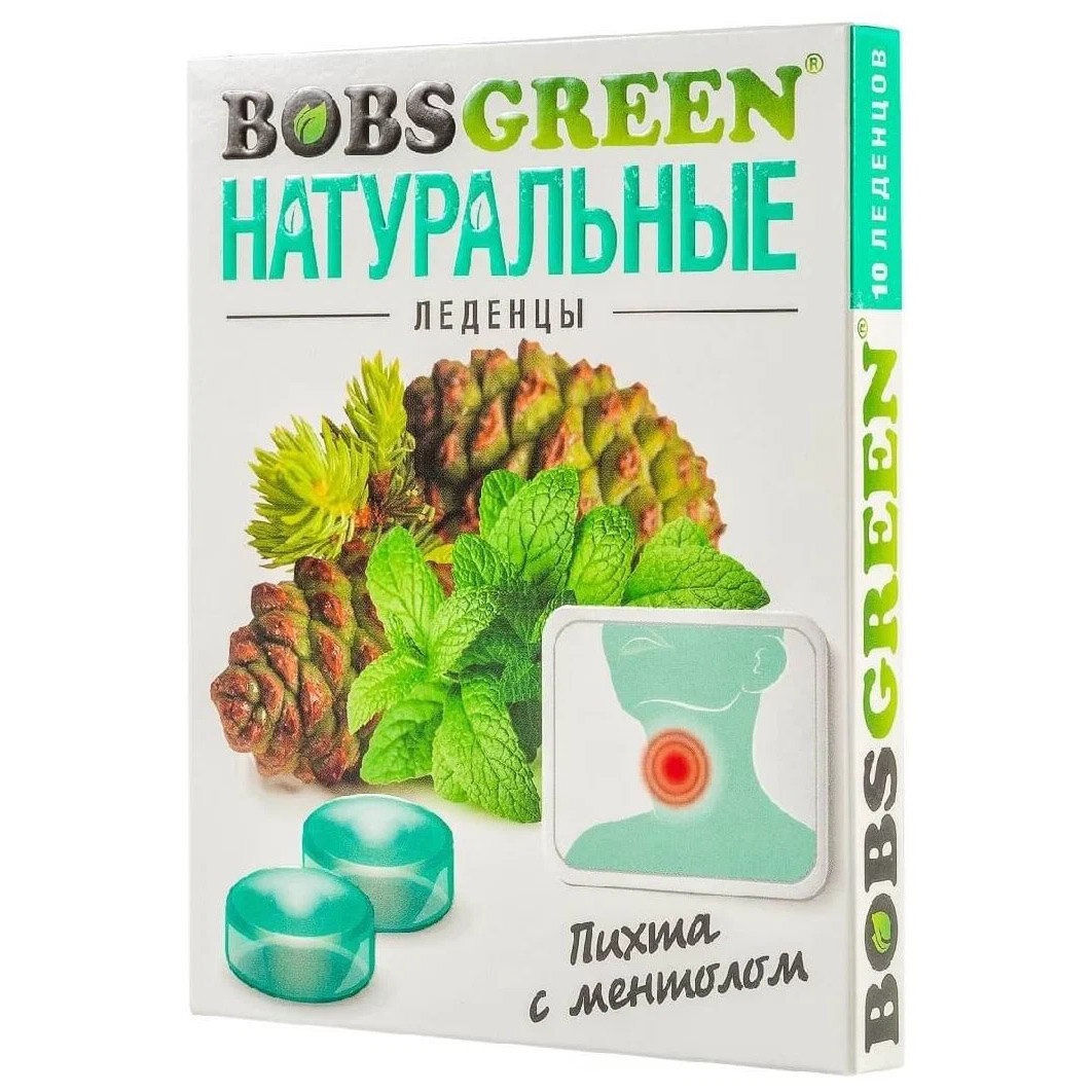 Карамель леденцовая Bobsgreen со вкусом пихты с ментолом, 10шт