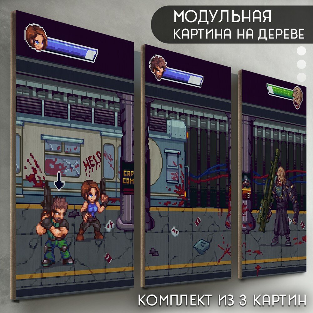 Модульная картина на дереве "Игры resedent evil (Sega, Сега, 16 bit, 16 бит, ретро приставка) - 6097"