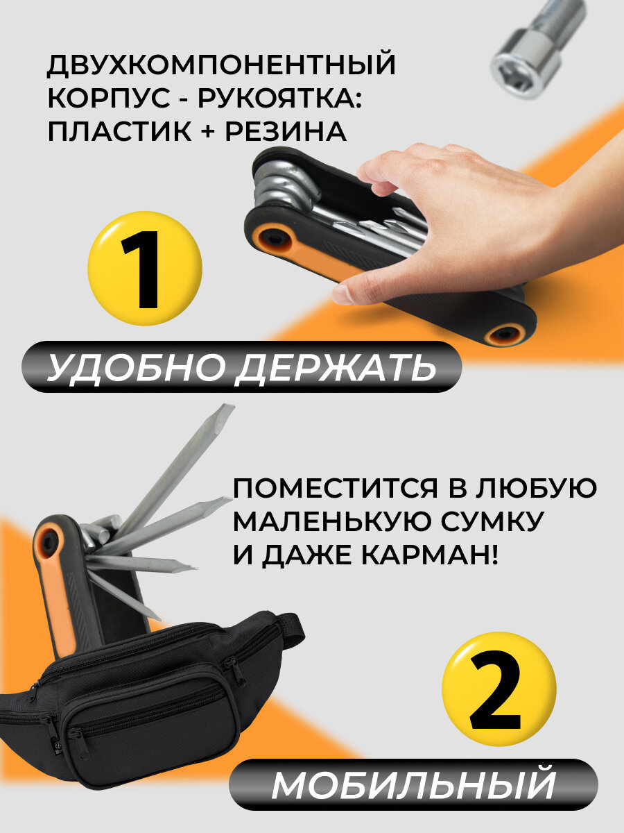 Мультитул 8 в 1 универсальный Отвертки/крестовые и прямые шлицы — фото 1