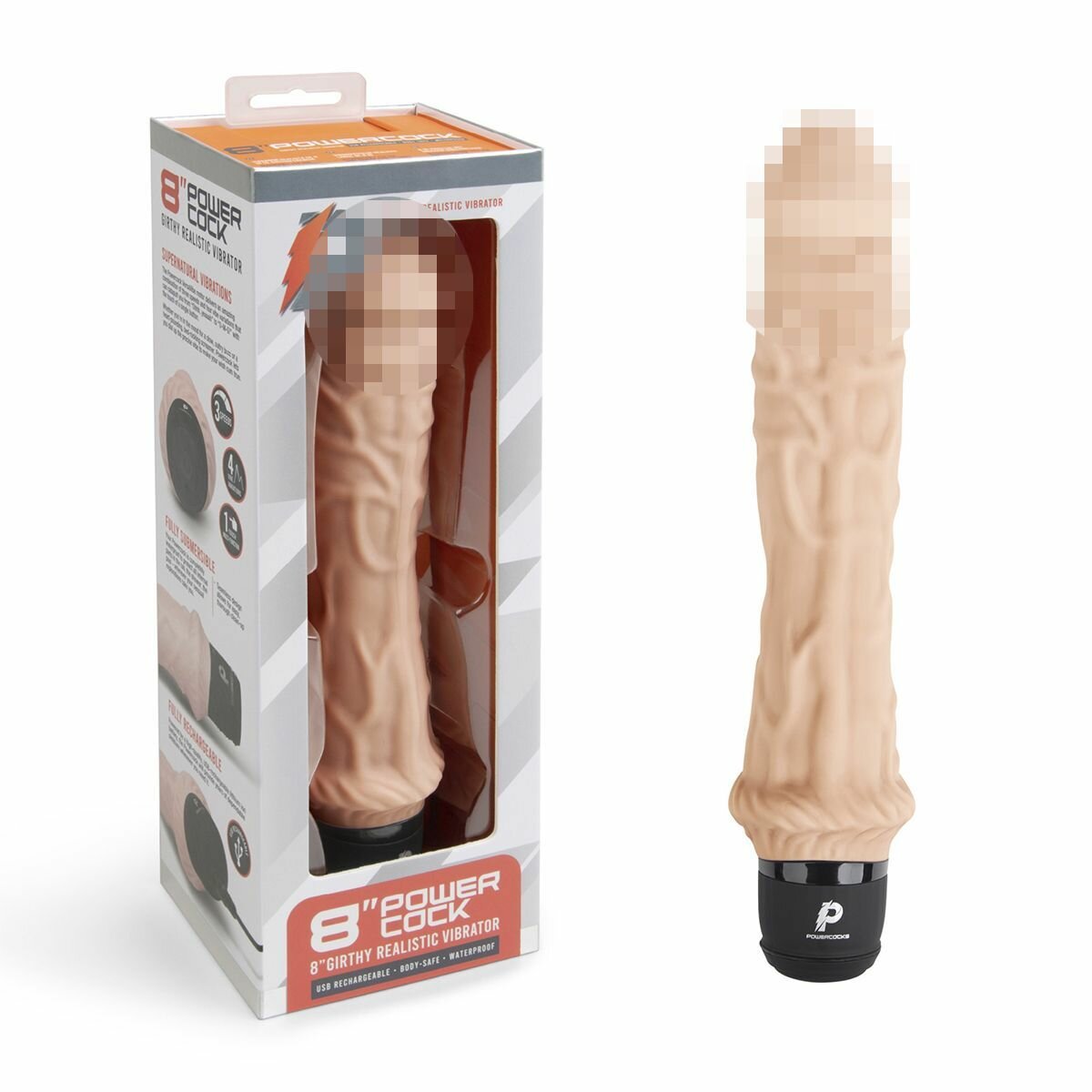 Классический массажер 8 Girthy Realistic Vibrator телесный