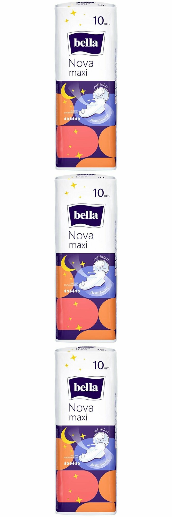 BELLA Прокладки гигиенические Nova Maxi, Softiplait, 10 шт, 3 уп.