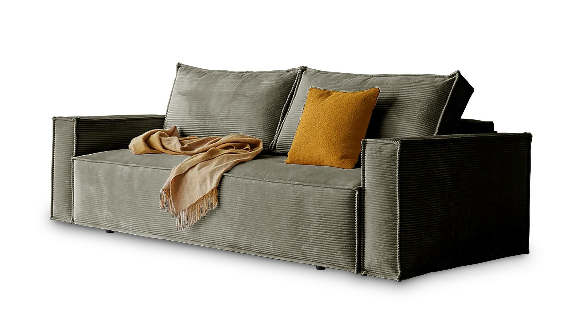 Диван прямой диван-кровать Саймон 3 Brown серо-коричневый еврокнижка 240*94*80 см вельвет