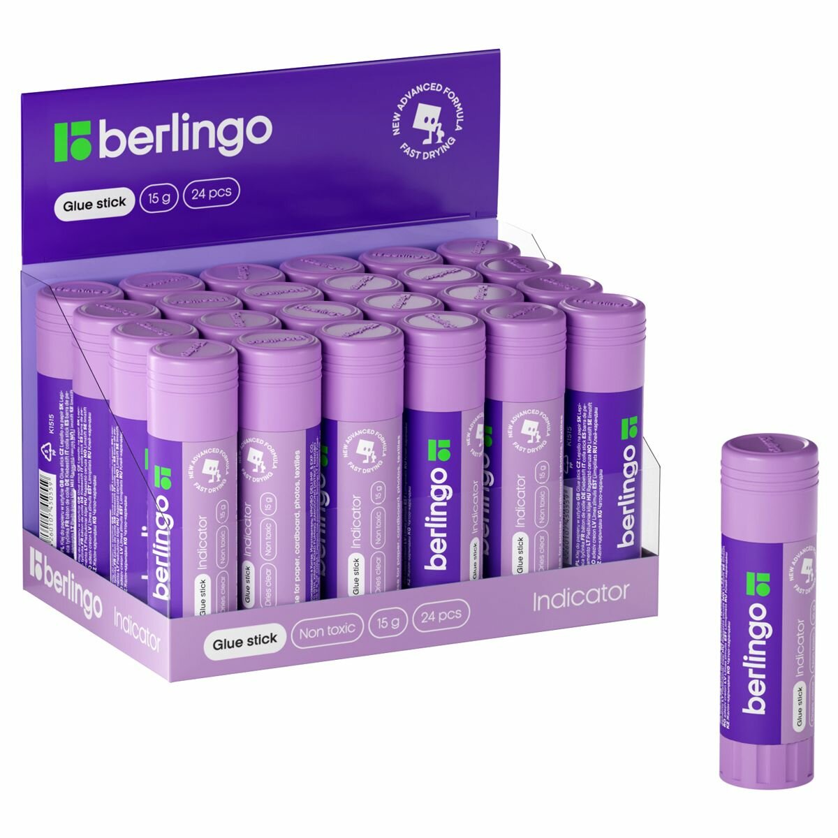 Набор из 24 шт. - Клей-карандаш Berlingo "Indicator", 15 г, с цветным индикатором, ПВП
