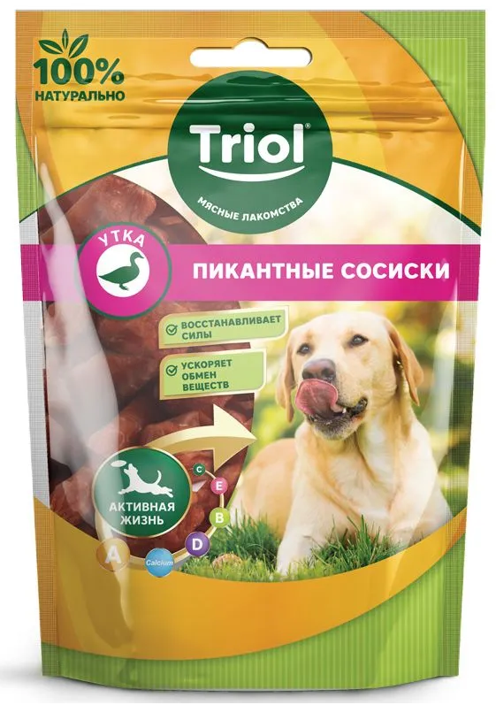 Лакомство для собак TRIOL Пикантные Сосиски из утки, 70г