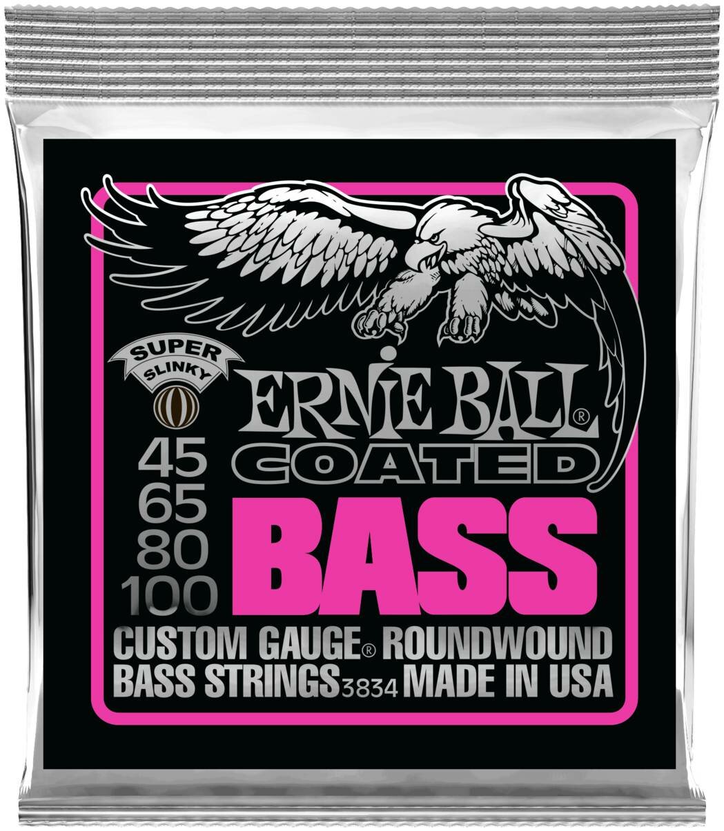 ERNIE BALL 3834 Coated Slinky Super 45-100 - Струны для бас-гитары