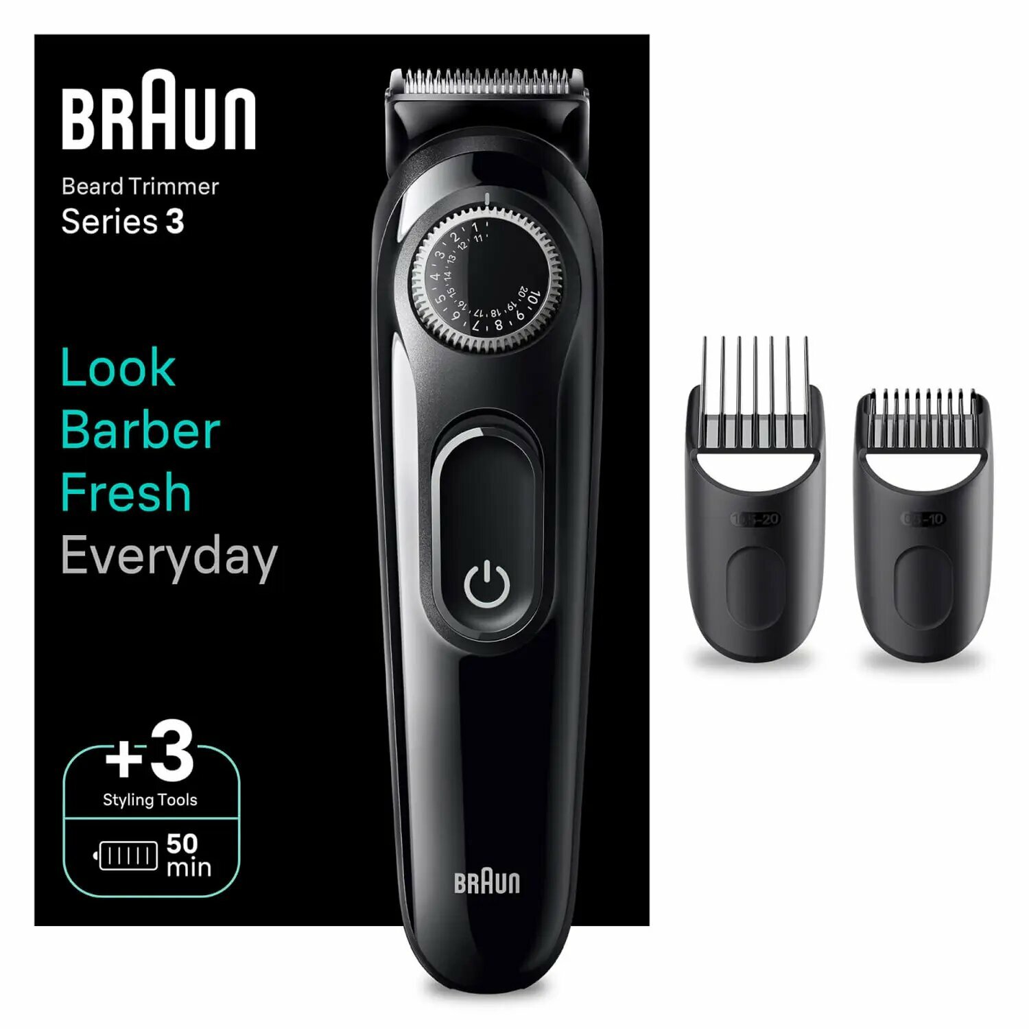 Триммер Braun BT 3410 Series 3, 40 настроек длины, нержавеющая сталь, 50 мин. работы