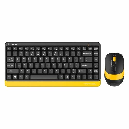 Комплект (клавиатура+мышь) A4TECH Fstyler FG1110, USB, беспроводной, черный и жёлтый [fg1110 bumblebee]