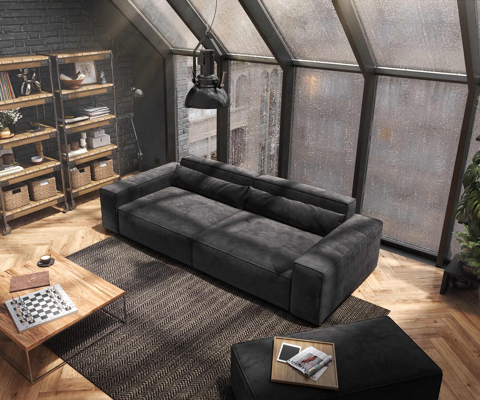 Диван "Мангуст-Лофт-Евро" Harizma-Mebel, модульный, с подлокотниками