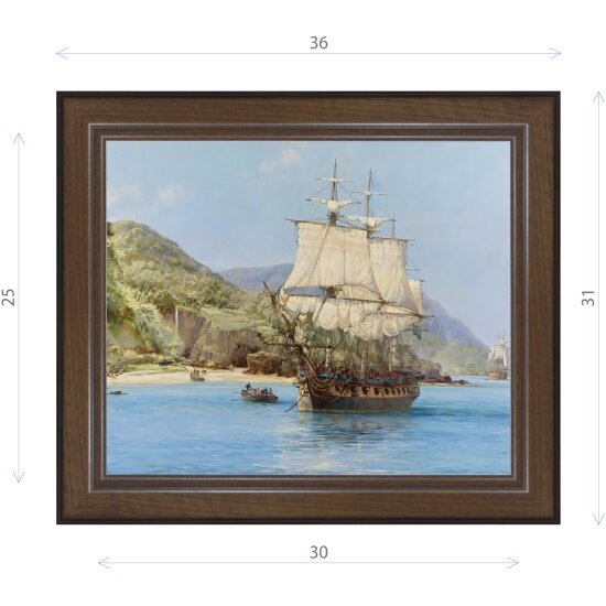 Картина Декор Депо Монтегю Доусона Пустой берег Матовая бумага в раме без стекла 31х36 см, DDK53052E21W30H25P24