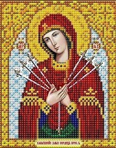 Ткань с рисунком для вышивания бисером Благовест ИС-5017 Богородица Умягчение злых сердец, 13 х 18 см (Бисер в комплект не входит.)