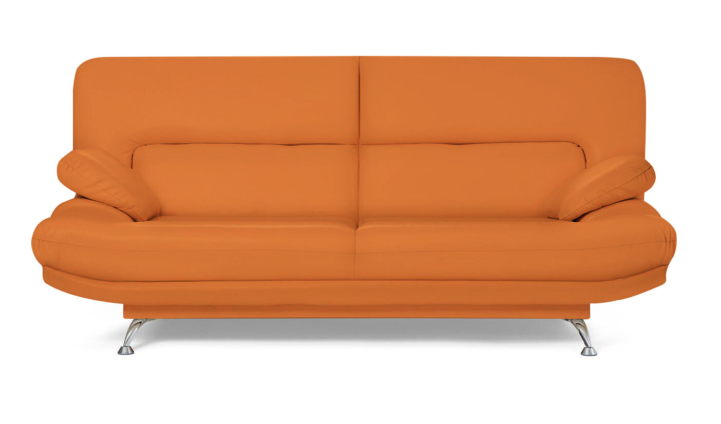 Прямой диван Бавария Техас Оранжевый Экокожа, книжка, 206х107х95 см, с ящиком для белья