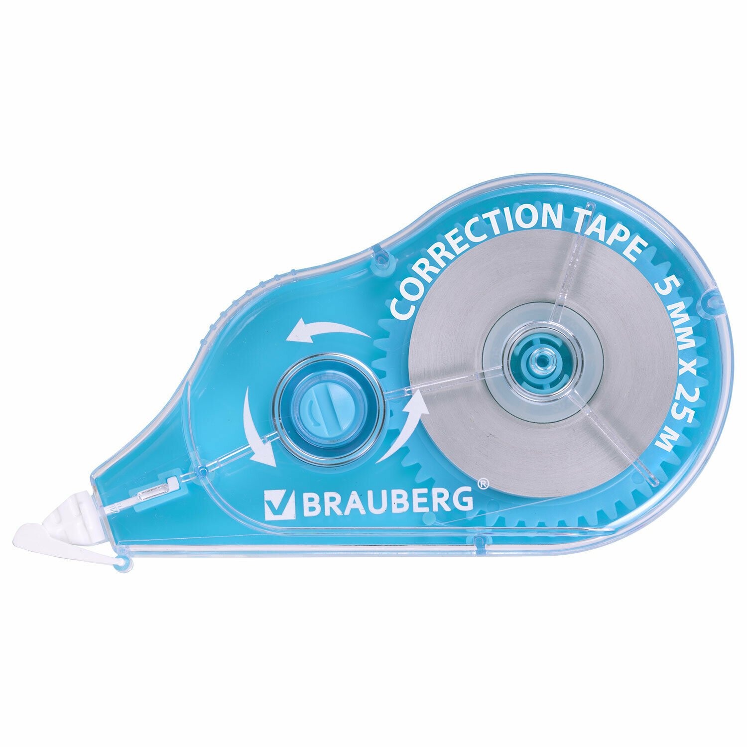 Корректирующая лента BRAUBERG MAXI PLUS, 5 мм х 25 м, механизм перемотки, корпус голубой, блистер, комплект из 8 шт, 272500