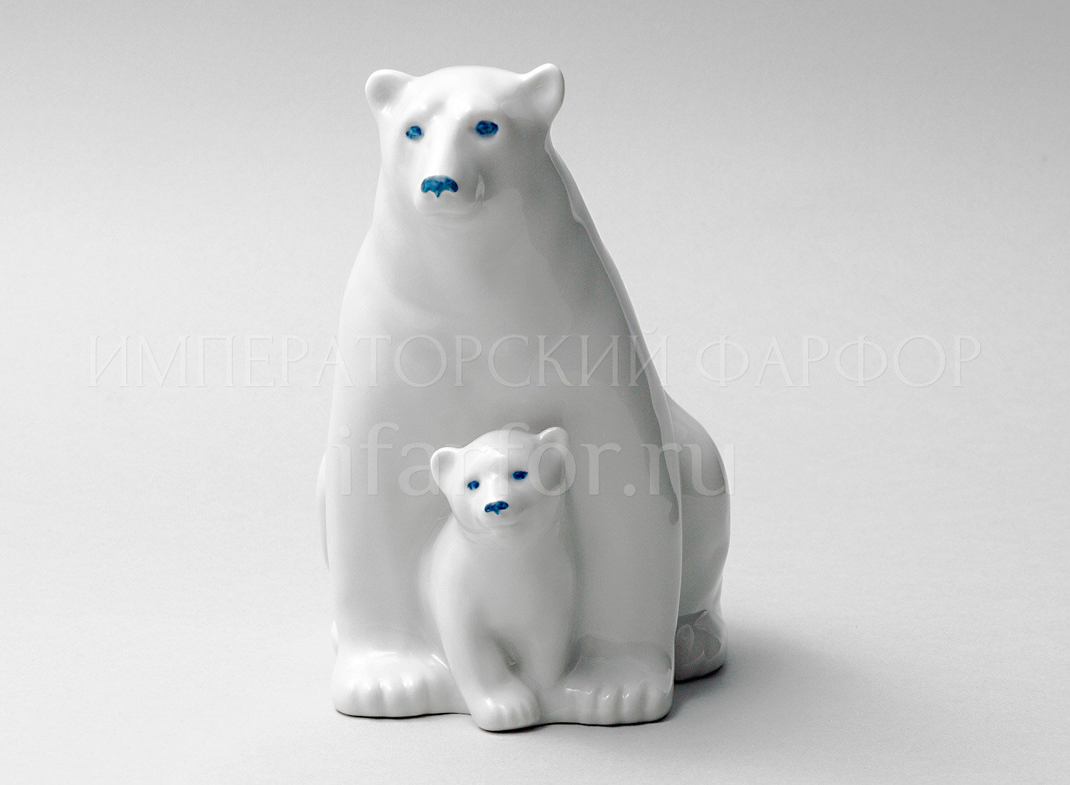 Статуэтка "Медведи Белый" Императорский фарфоровый завод, фарфор, роспись, 14см, белая