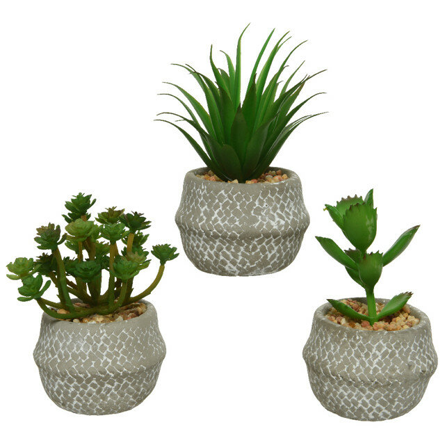 Искусственное растение в горшке суккулент 14 см - декоративная зелень для интерьера