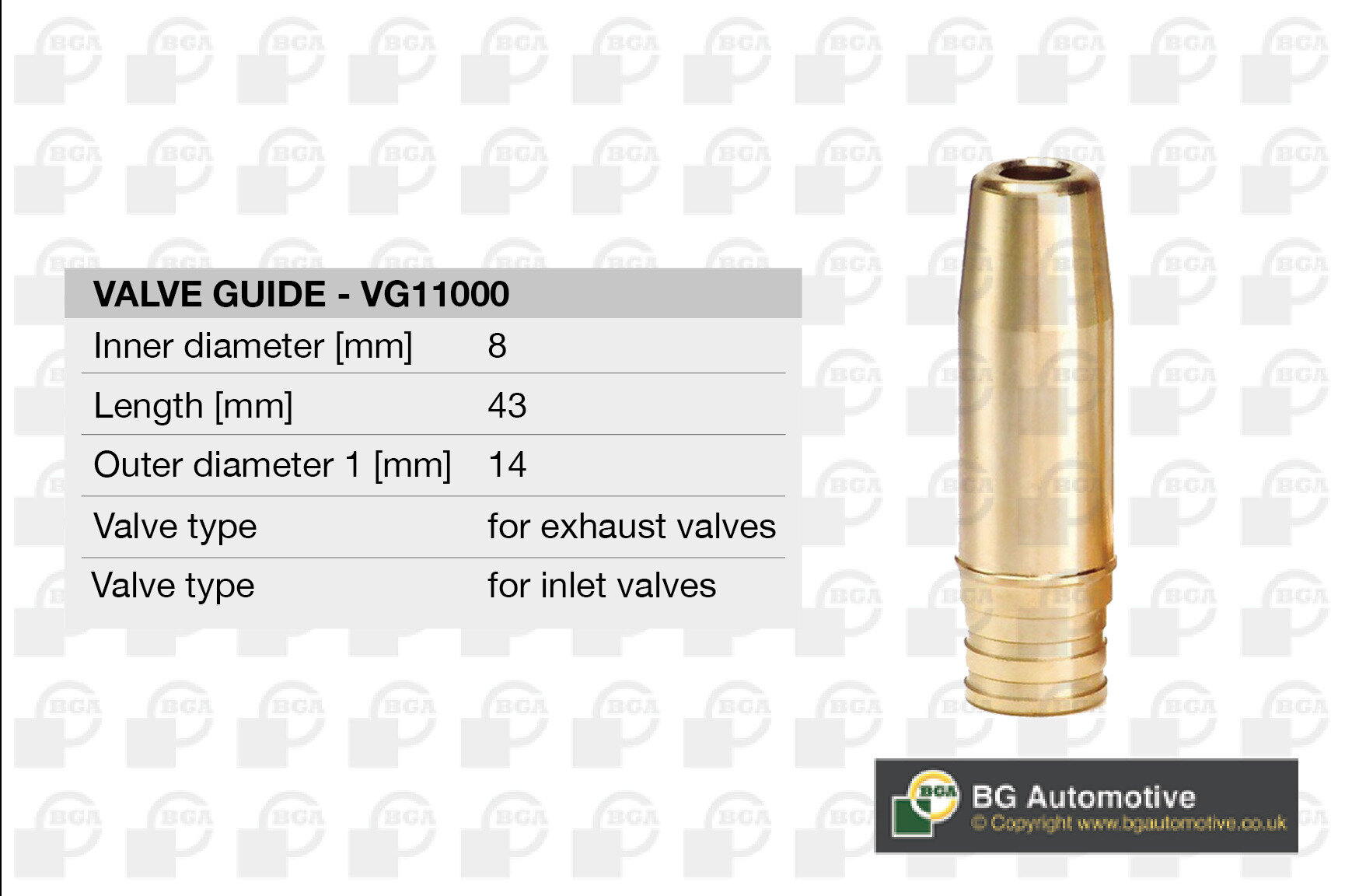 BGA VG11000 втулка клапана