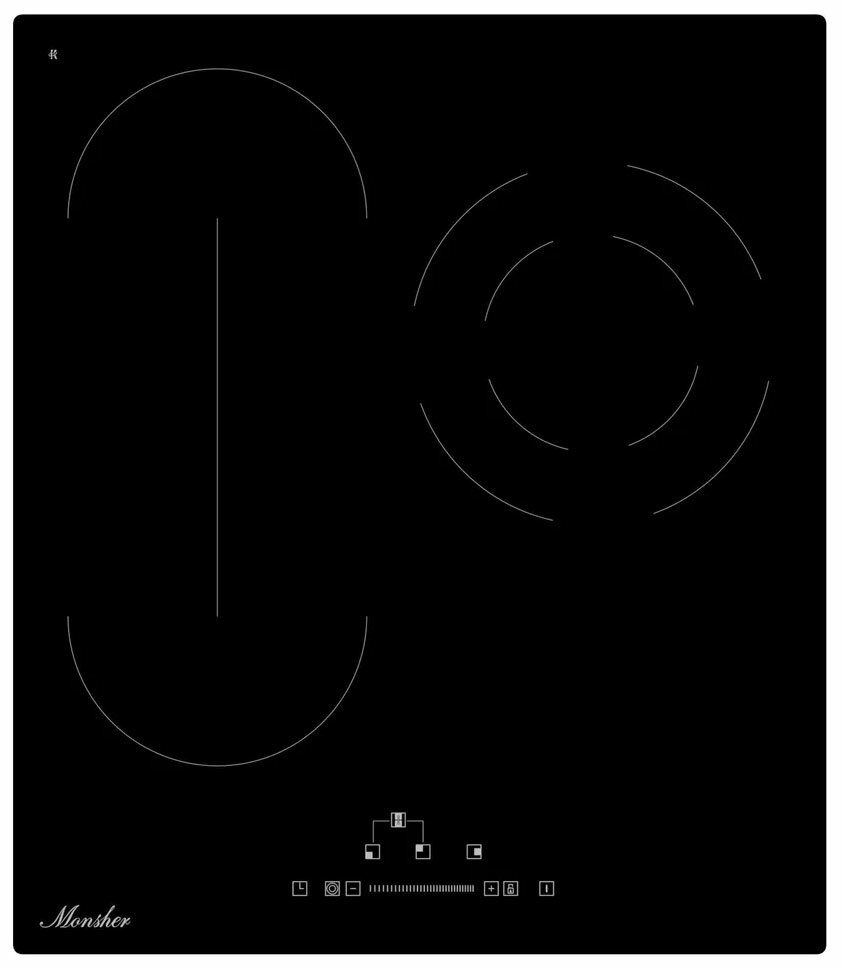 Электрическая варочная панель Monsher MHE 45 45 см, 4 конфорки стеклокерамика, черный