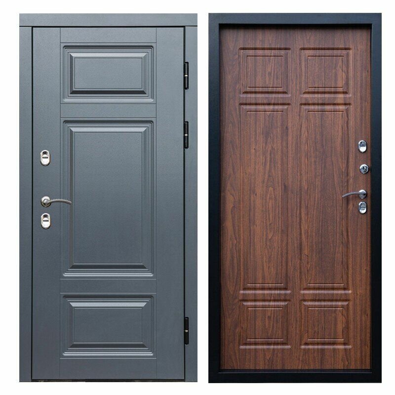 Дверь входная металлическая с терморазрывом Сибирь термо премиум Орех Paputin's Doors 860 х 2050 мм Левая