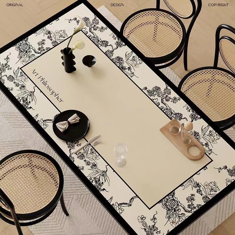 2025 Новый богемный стиль винтажный коврик для стола, не требующий стирки, режущийся, ПВХ водонепроницаемый, маслостойкий, термостойкий коврик для кофейного стола