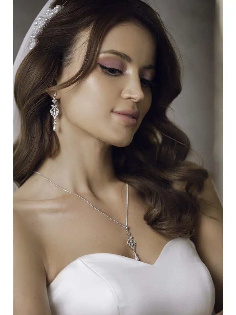 Подвеска Romantic Wedding, фианит, жемчуг имитация