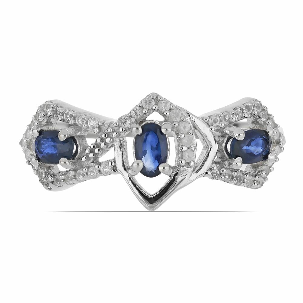 Кольцо дорожка, серебро, 925 проба, родирование, топаз, сапфир