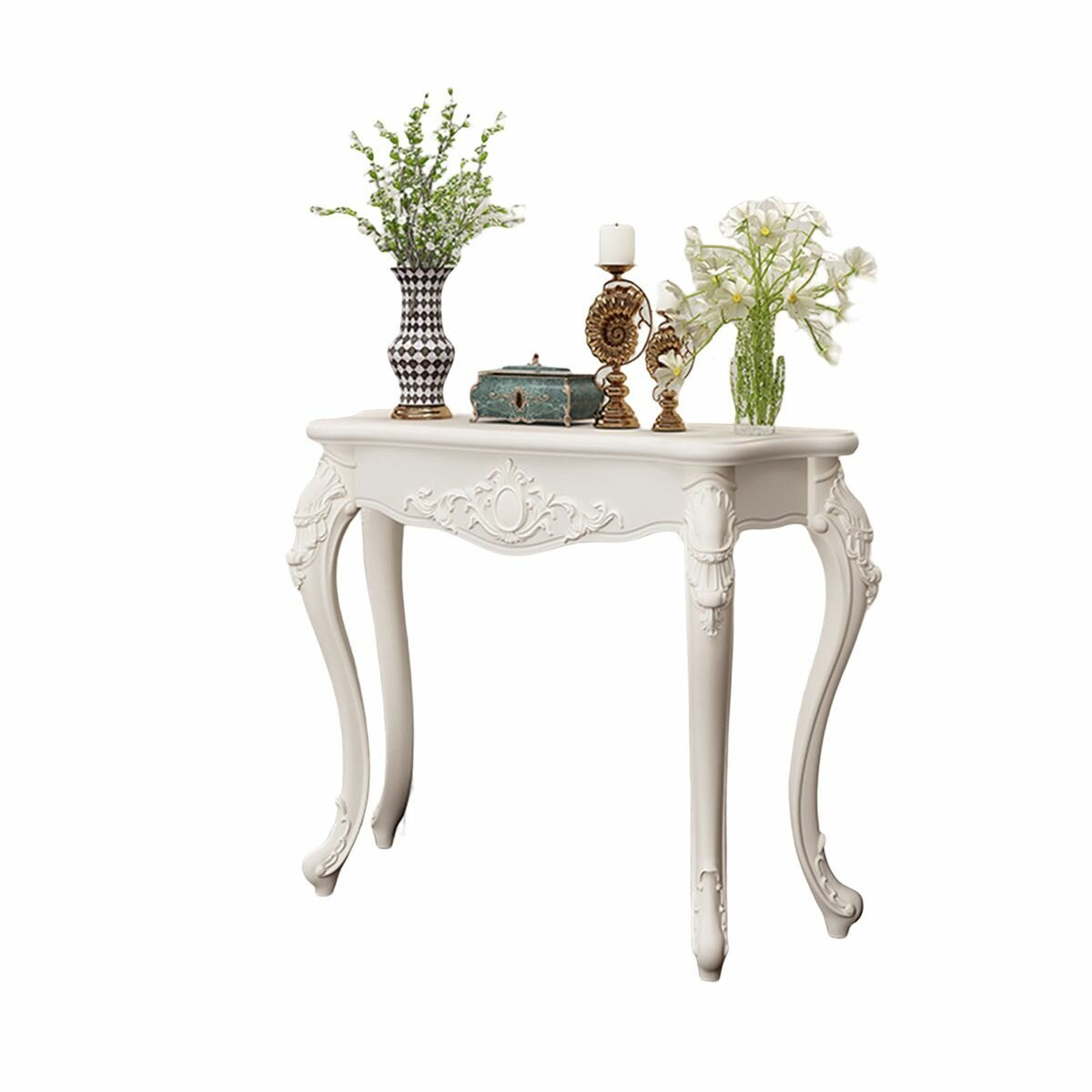 Узкая консоль для прихожей, гостиной или спальни, компактный столик с глянцевой поверхностью и местом для декора, универсальный предмет мебели в современном стиле