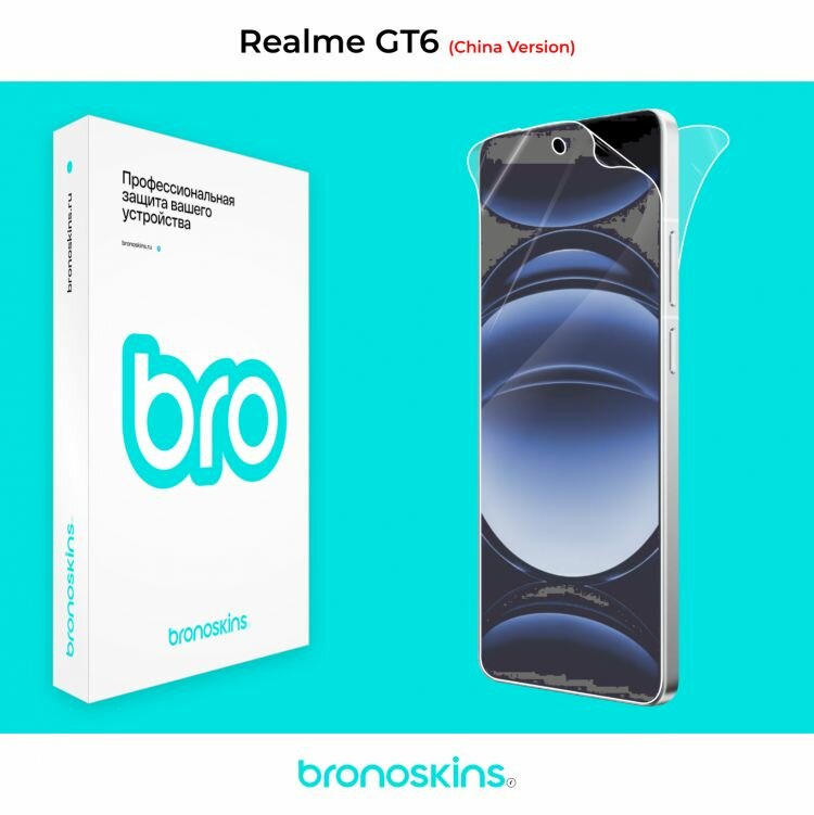 Защитная бронированная пленка на экран и заднюю панель Realme GT6 CHV (Матовая)
