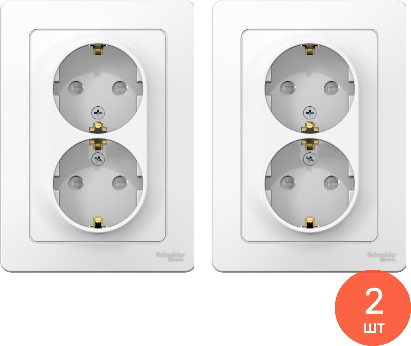 Розетка силовая штепсельная Systeme Electric / Систем Электрик BLANCA, 16А 250В IP20 белый, со шторками и заземляющим контактом BLNRS001121 / электрооборудование (комплект из 2 шт)