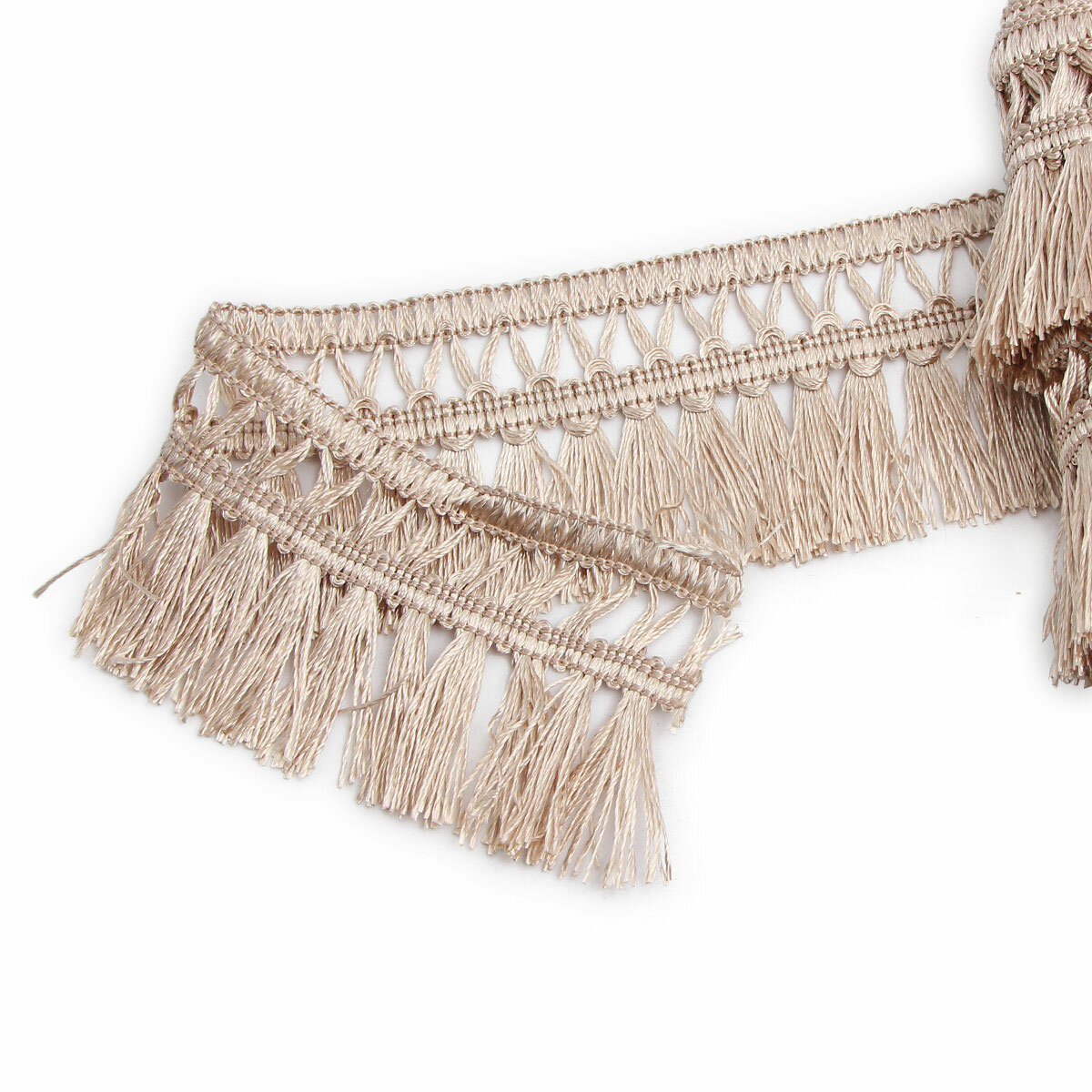 Бахрома для штор с кисточками, 5 см*25 м, для текстиля и шитья, бежевая (капучино), Айрис