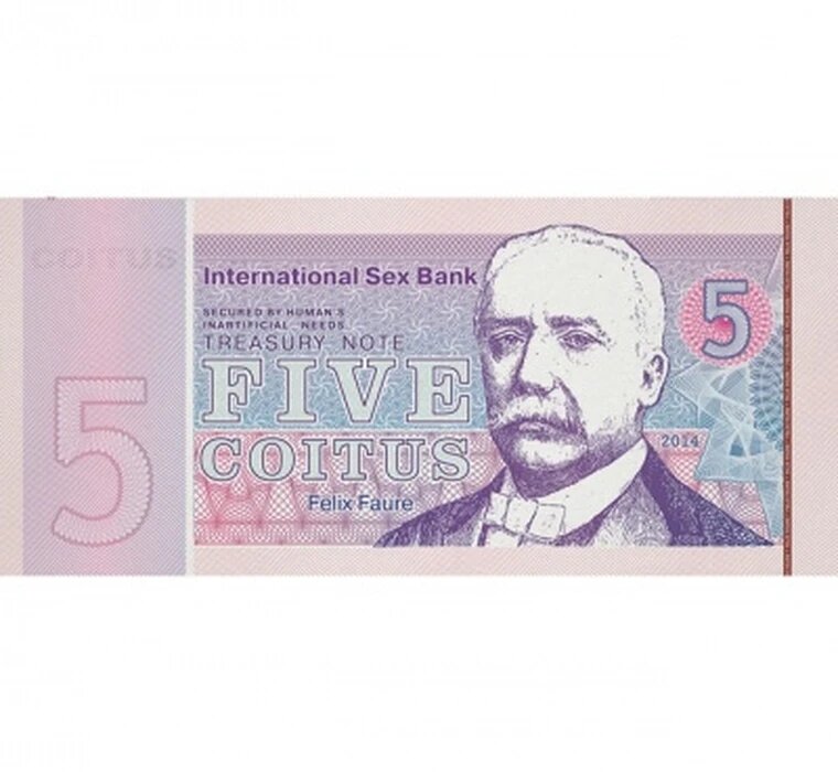5 coitus 2014 International Sex Bank, сувенирная копия, банкноты и купюры редкие коллекционные