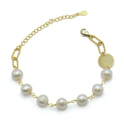 Браслет-нить, серебро, 925 проба, родирование, золочение, жемчуг культивированный