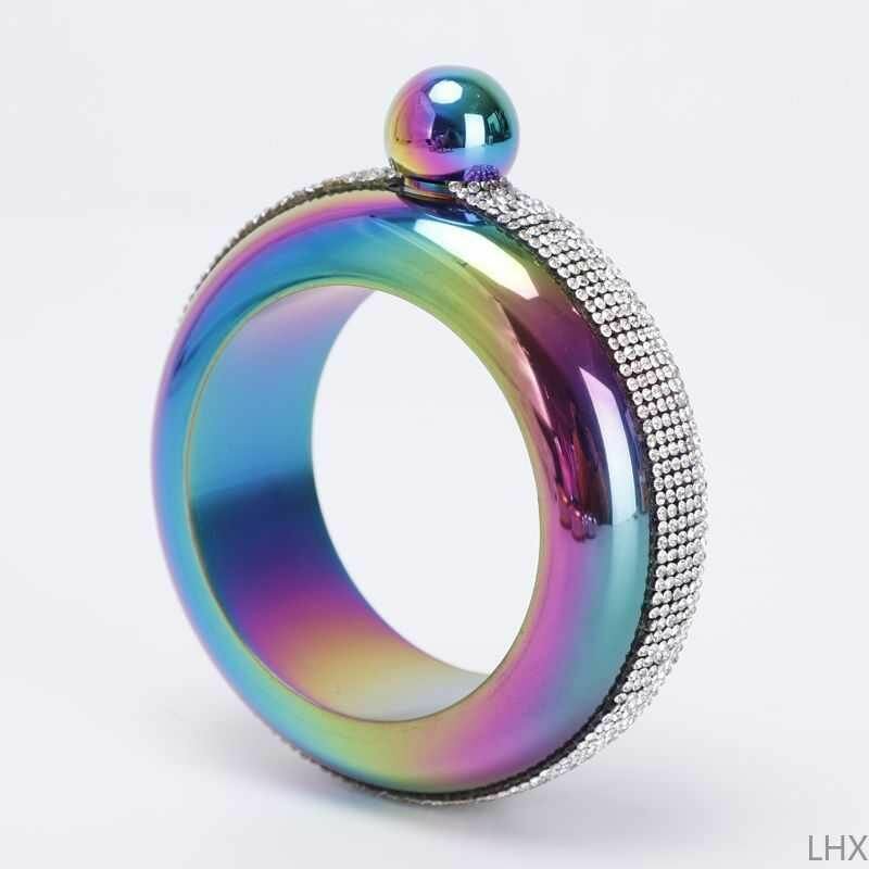 Фляжка-браслет из высококачественной нержавеющей стали, украшенная бриллиантами! Диаметр внутреннего кольца 69 мм