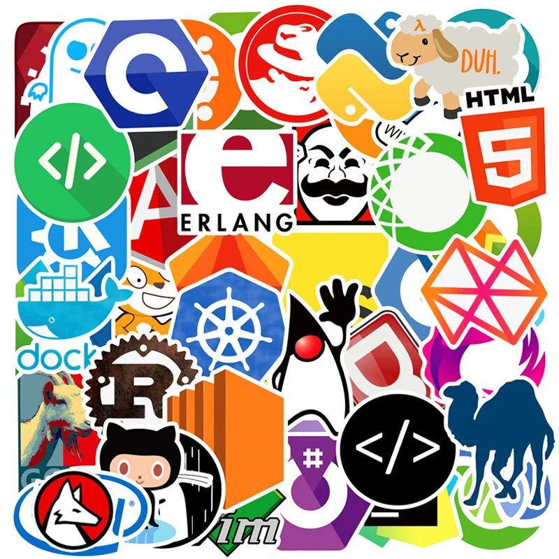 Наклейки граффити Programming 100PCS, водостойкие