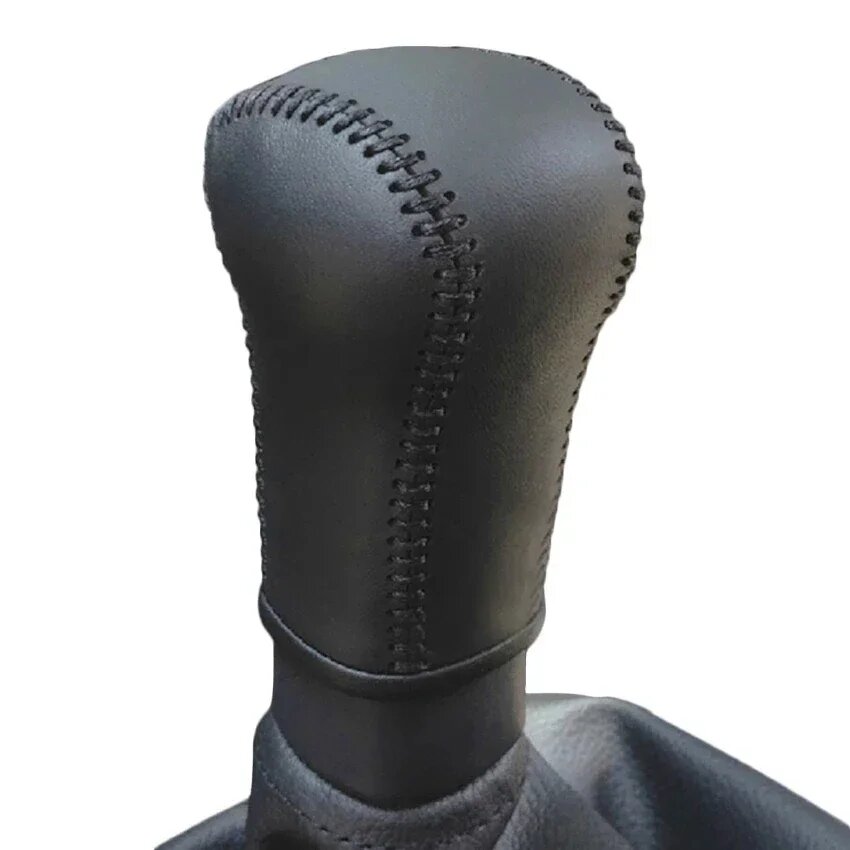 Черные чехлы на ручки переключения передач из натуральной кожи, сшитые вручную, мягкие автомобильные чехлы для ручного переключения передач Nissan Qashqai 5MT red thread