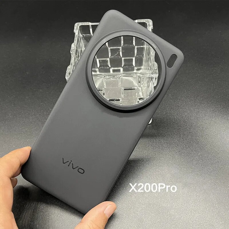 Оригинальный ультратонкий тонкий мягкий чехол для телефона Vivo X200/X200 Pro/x200 Pro Mini противоударный матовый резиновый чехол с прозрачной задней крышкой For Vivo X200 Pro, черный