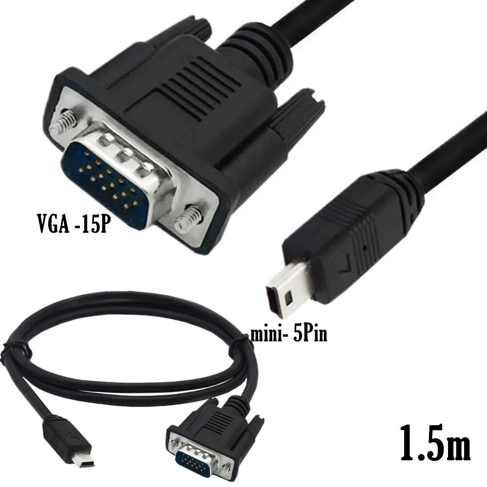 1 шт. мини-USB 5-контактный разъем «папа» к VGA DB15 D-SUB 15-контактный разъем «папа» для мобильного DVD 1,5 м