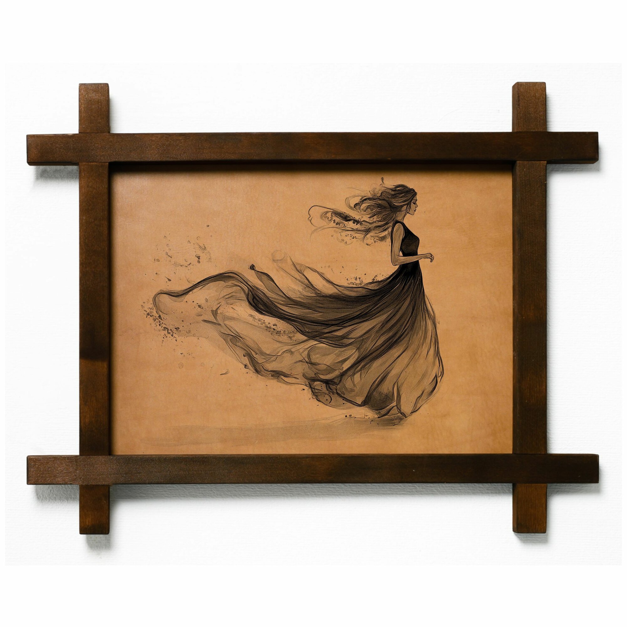 Картина интерьерная из кожи "Девушка в платье", BoomGift