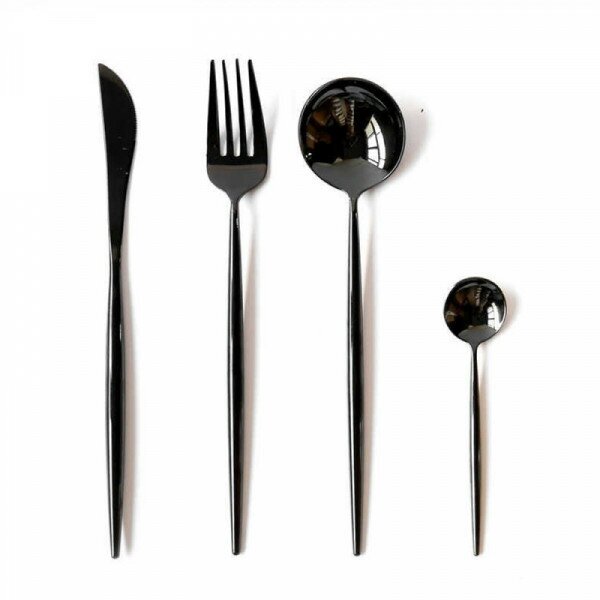 Набор столовых приборов Maison Maxx Stainless Steel Modern Flatware Set 4 предмета Черный